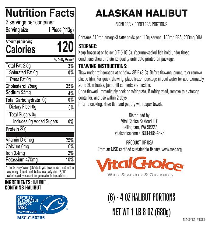 MSC Wild Alaskan Halibut - skinless, boneless | Vital Choice